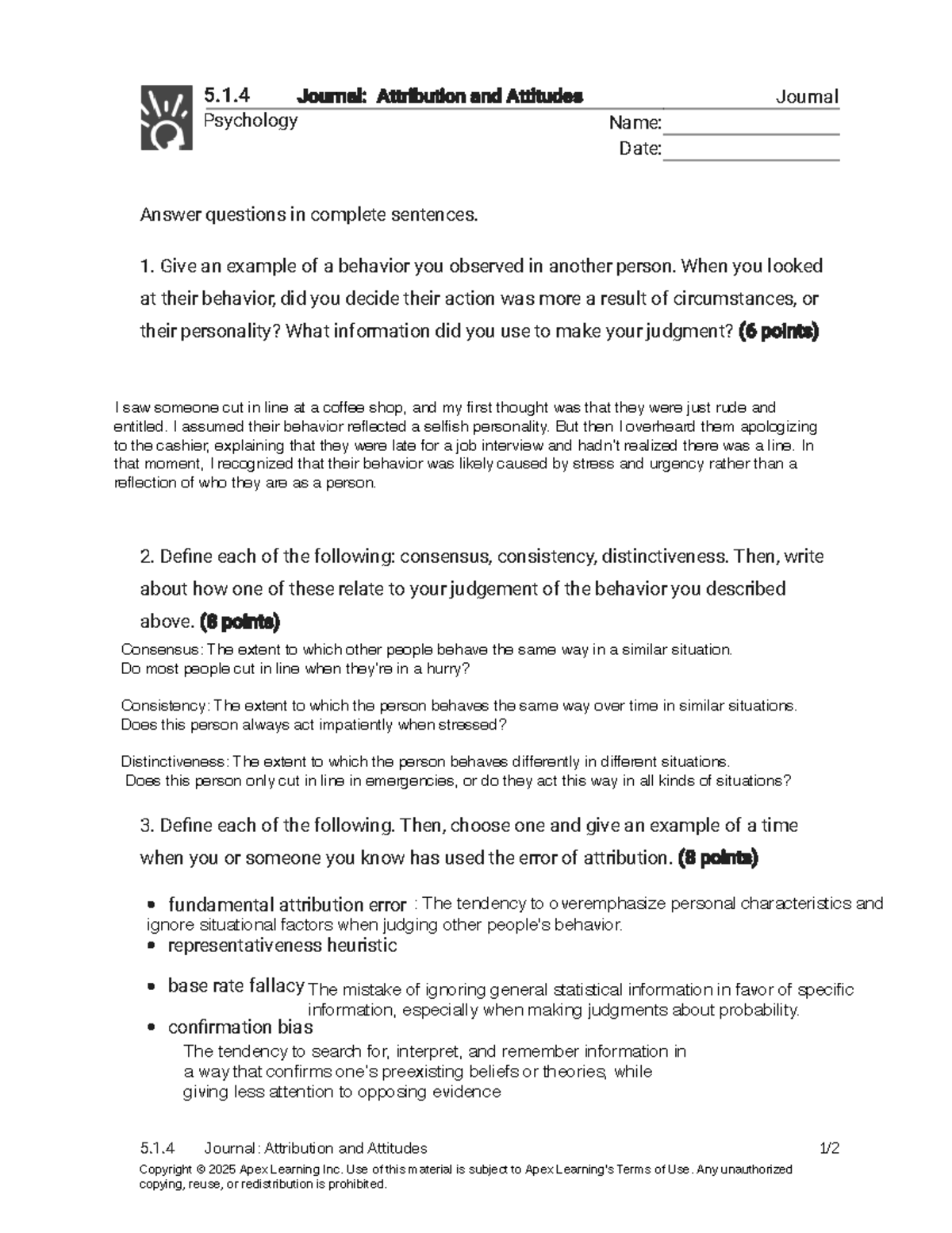 5.1.4 Journal - Attribution & Attitudes (Psychology Journal) - Studocu