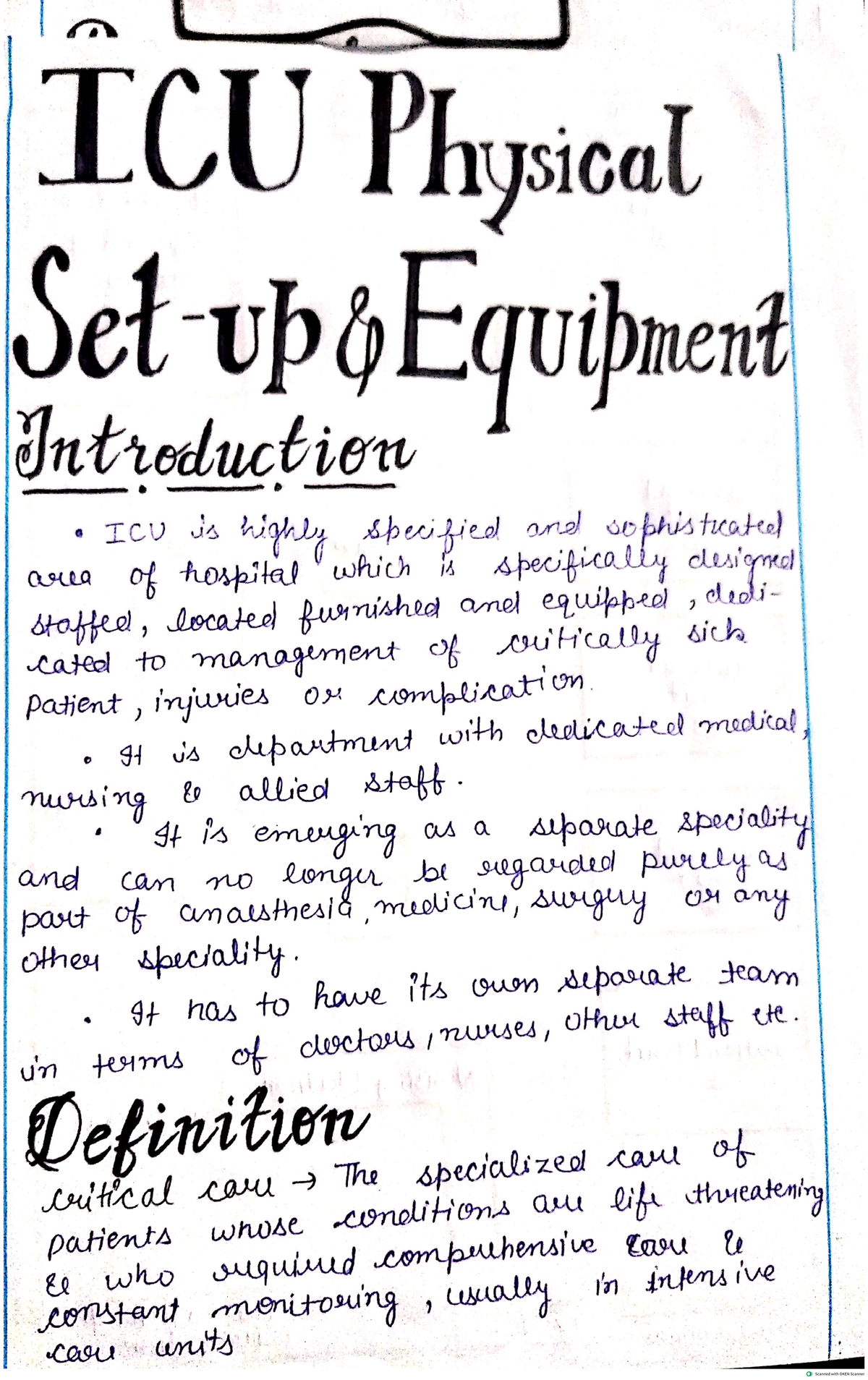 ICU 101: Comprehensive Guide to ICU Setup and Equipment - Studocu