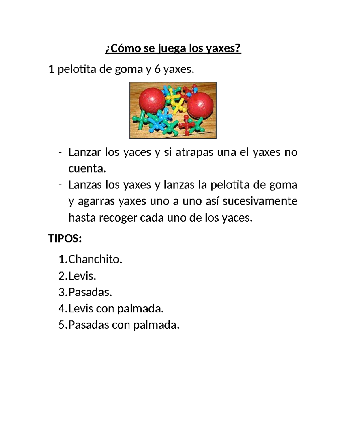 Trabajo DE Adriano Cómo se juega los yaxes - ¿Cómo se juega los yaxes ...