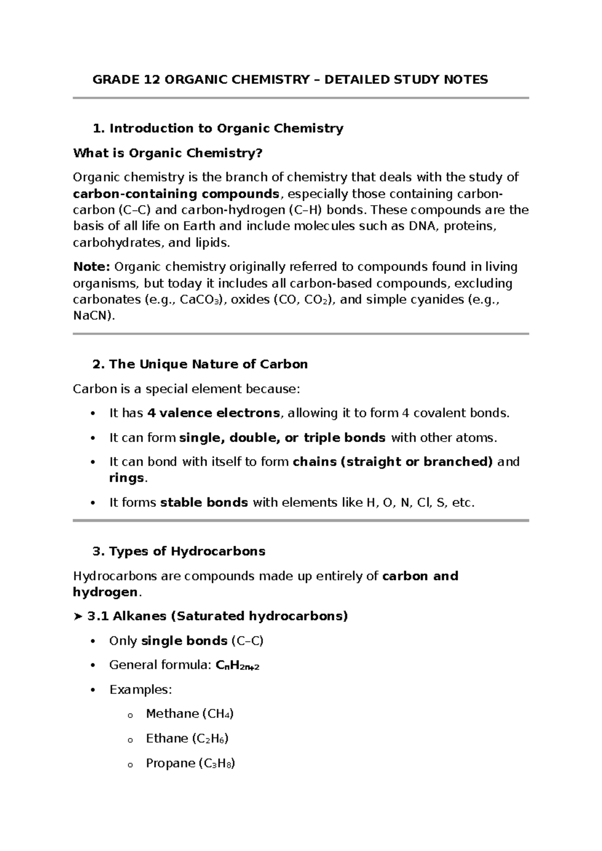 GRADE 12 CHEMISTRY: ORGANIC CHEMISTRY STUDY NOTES & TIPS - Studocu