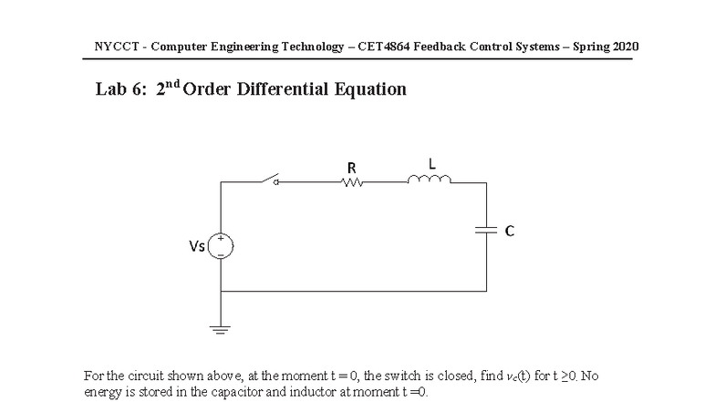 CET4864-Lab06 Engineering Lab: 2nd Order ODE & Transfer Functions - Studocu