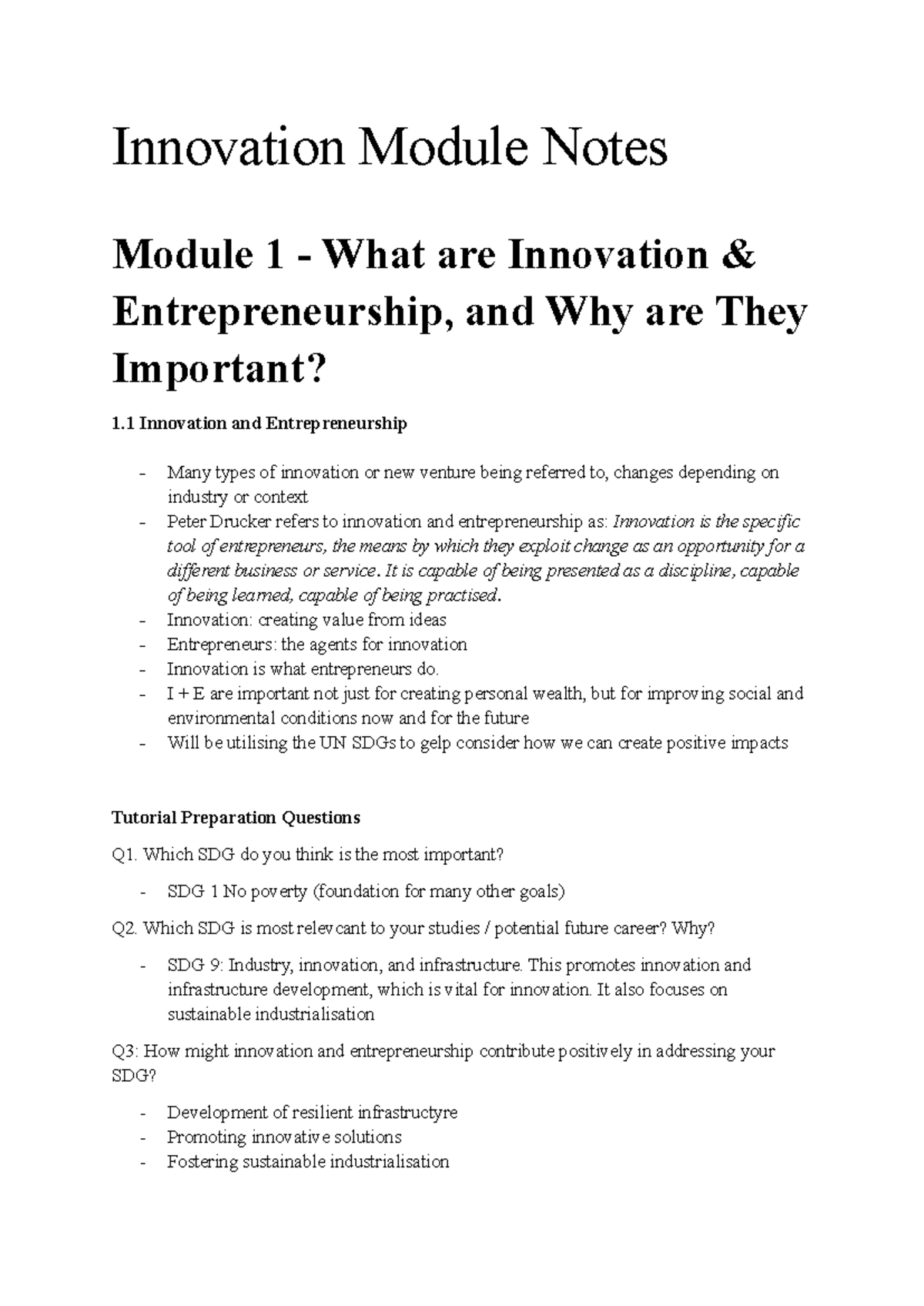 Innovation Module Notes: Understanding Entrepreneurship & Its Impact ...