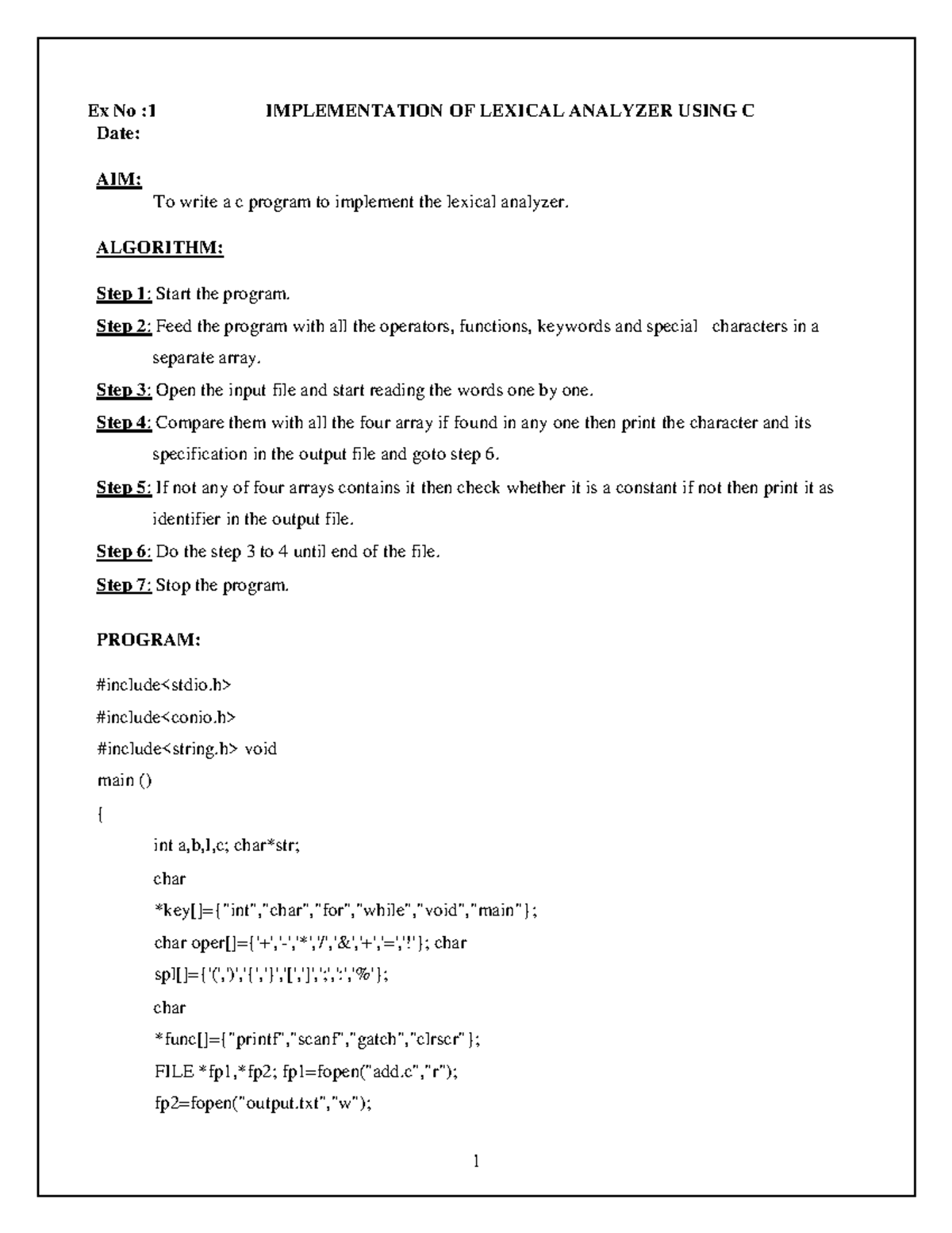 CSE 101: Implementation of Lexical Analyzer and Symbol Table in C - Studocu