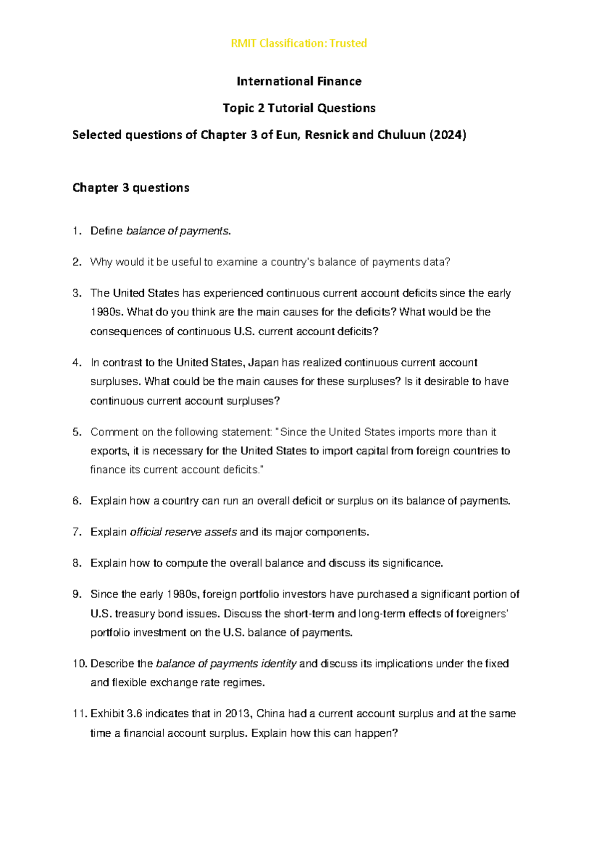 BAFI1018 topic 2 tutorial questions updated - RMIT Classification ...