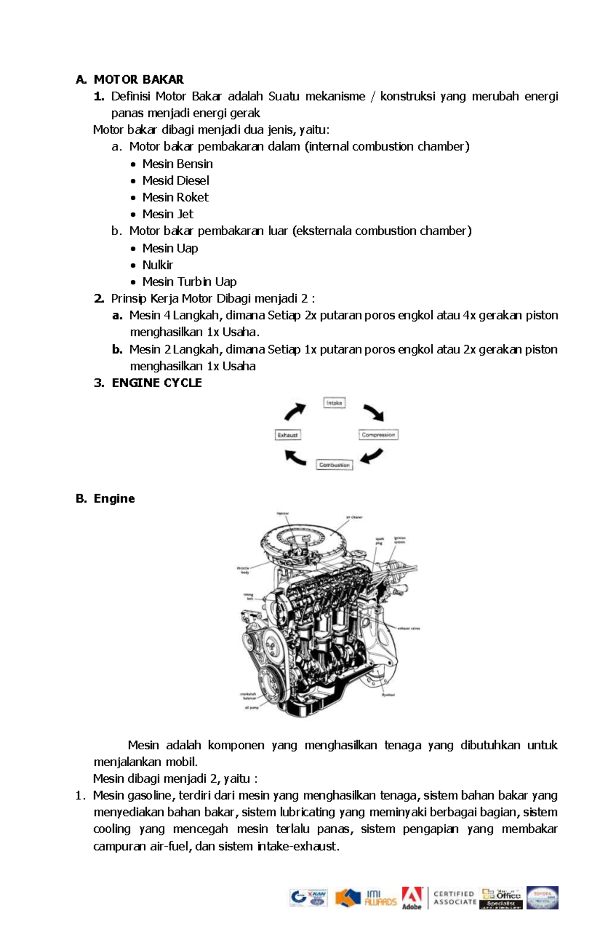 Modul OH Engine - good - A. MOTOR BAKAR 1. Definisi Motor Bakar adalah ...