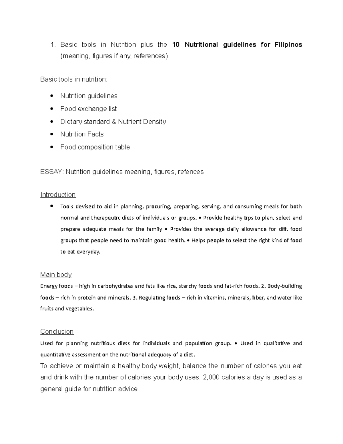 Nutrition Tools and Guidelines: Essential Info for Healthy Diets - Studocu
