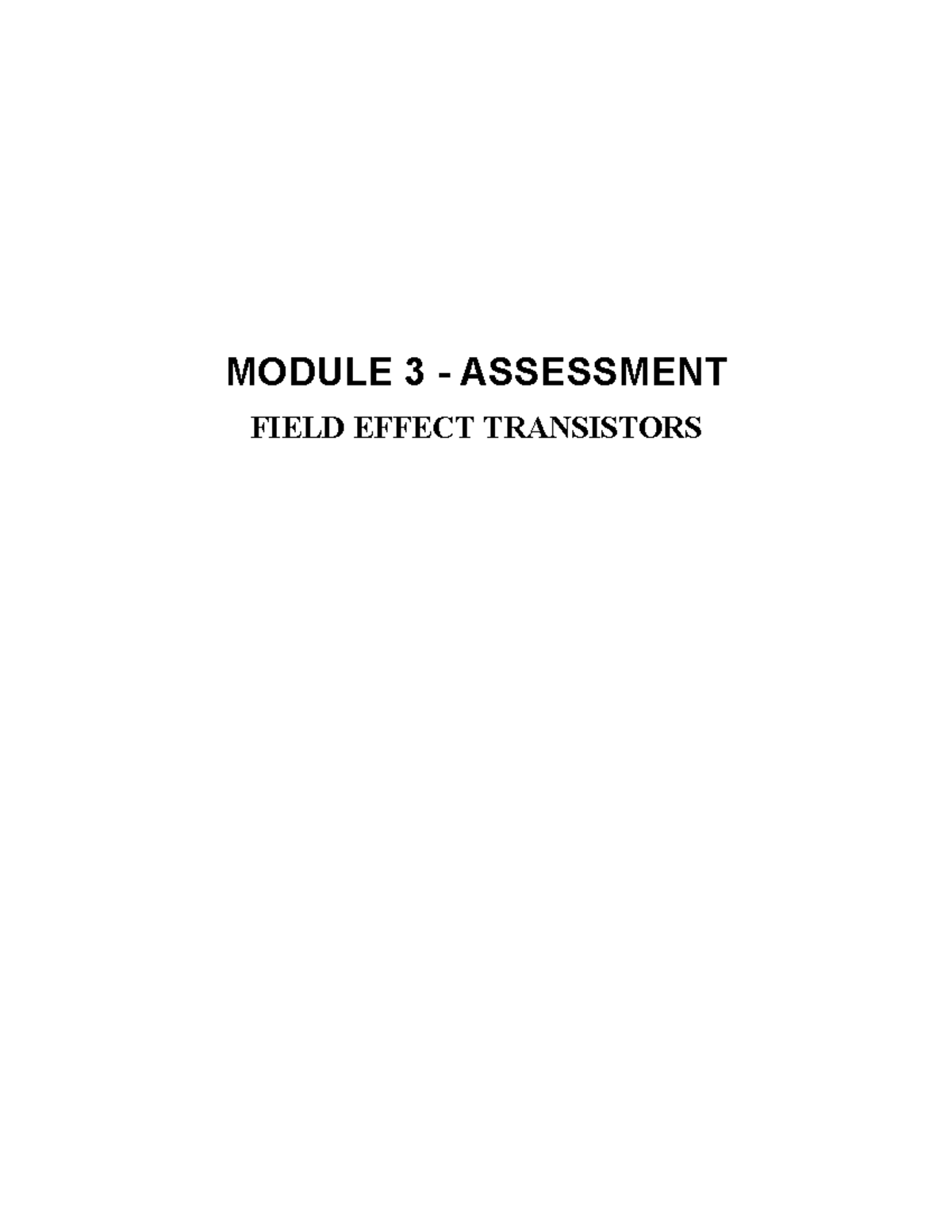 Field Effect Transistors (FETs) - Electronics Engineering Module 3 ...