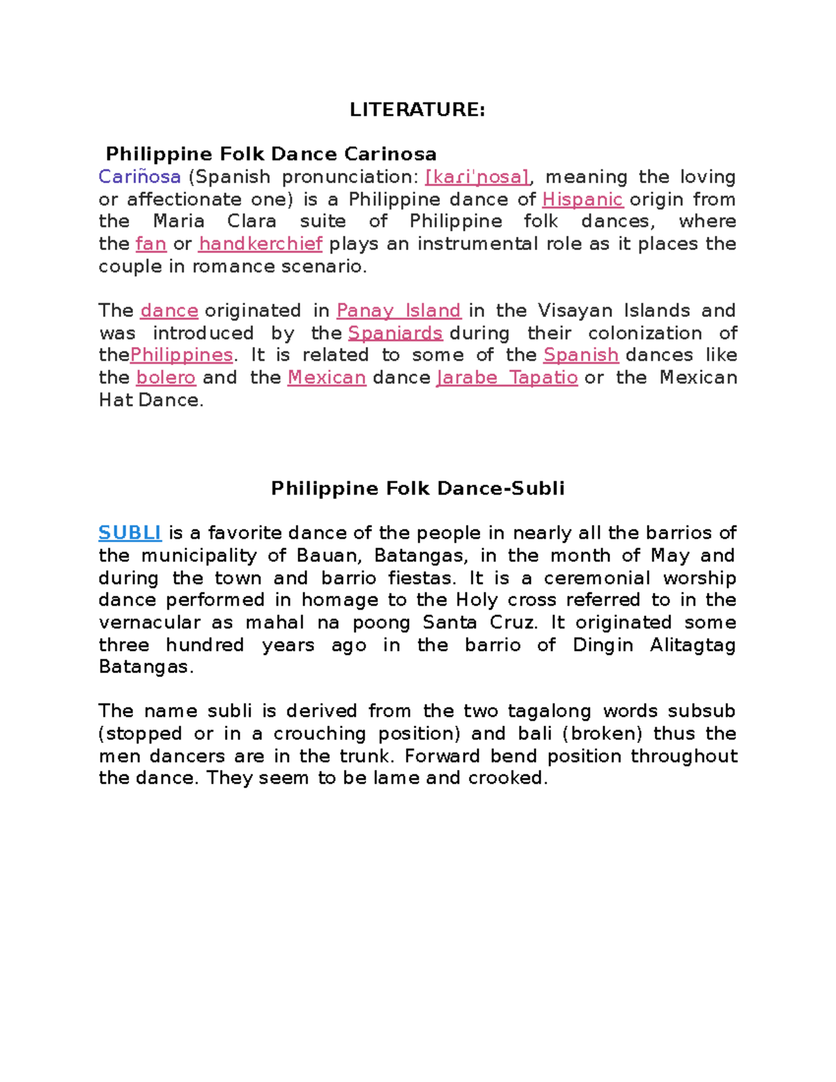 Philippine Folk Dances: A Cultural Exploration in Literature - Studocu