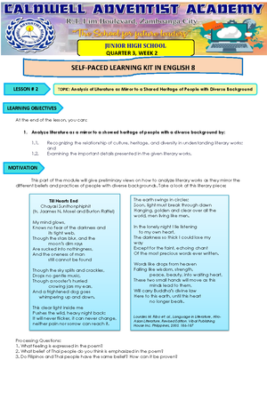 English 8 - Synthesizing Essential Information - JUNIOR HIGH SCHOOL ...