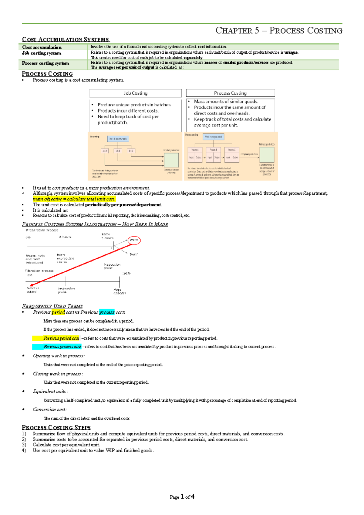 Chapter 5 - Process Costing - CHAPTER 5 – PROCESS COSTING COST ACCUMULATION SYSTEMS Cost - Studocu