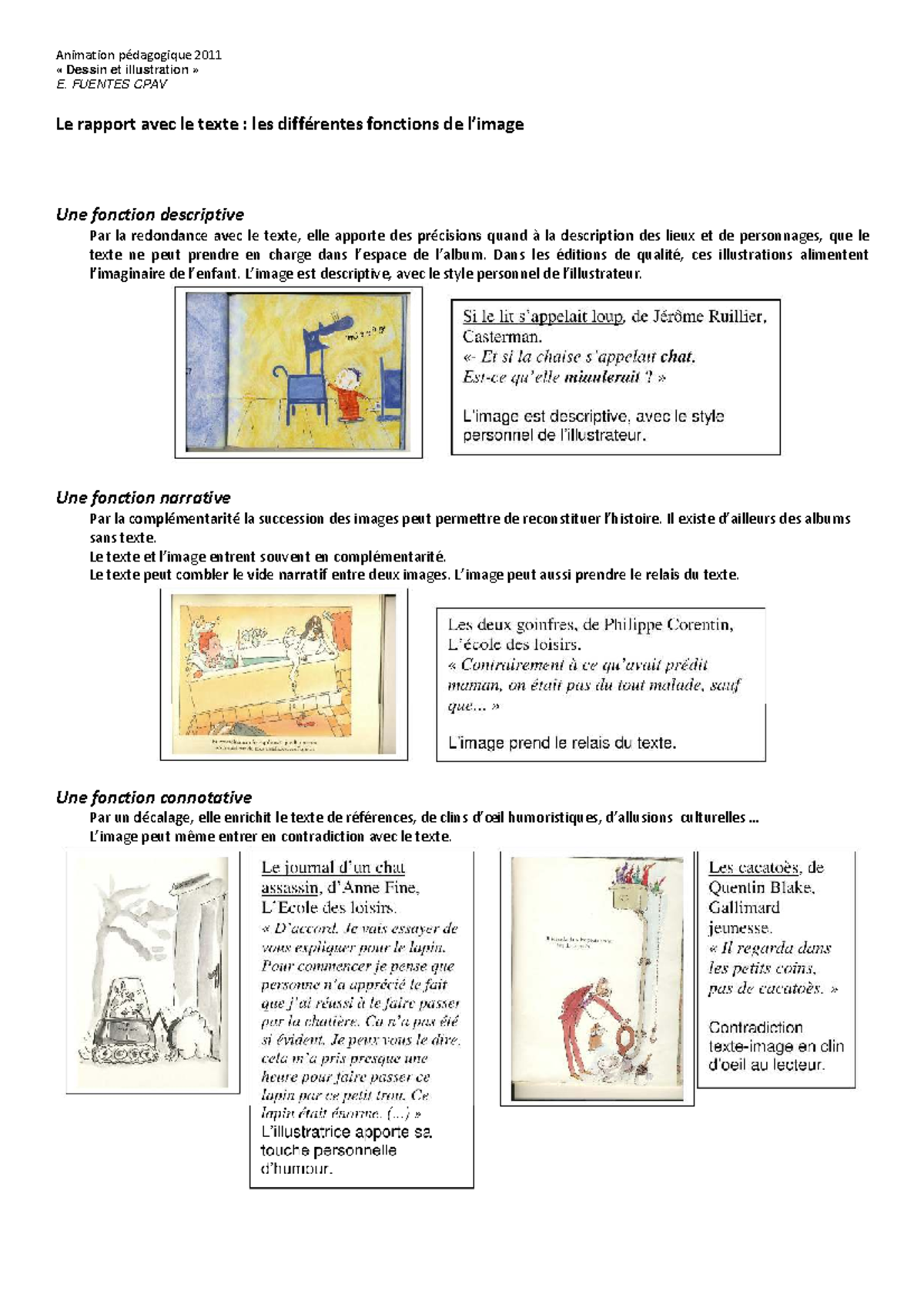 Animation Pédagogique 2011 : Maîtrise du Langage Plastique E. FUENTES ...