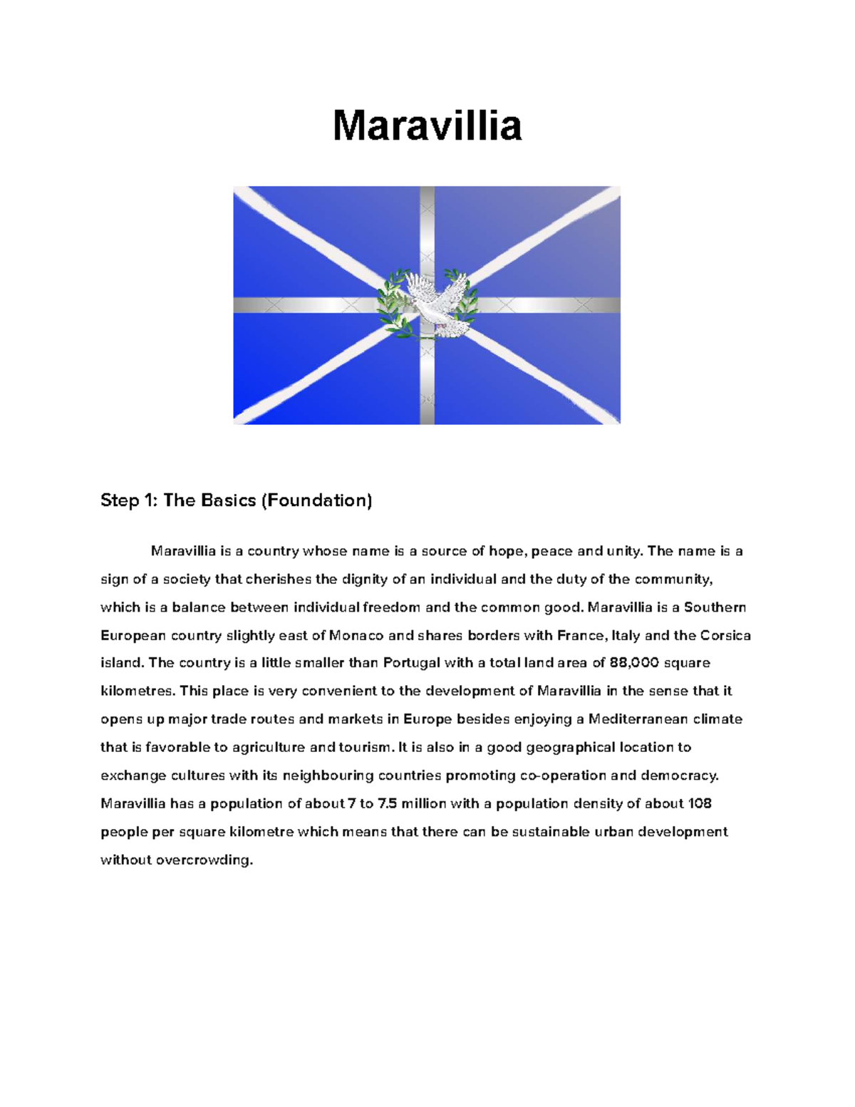 Maravillia: Creating Your Own Country - Foundation & Values - Studocu