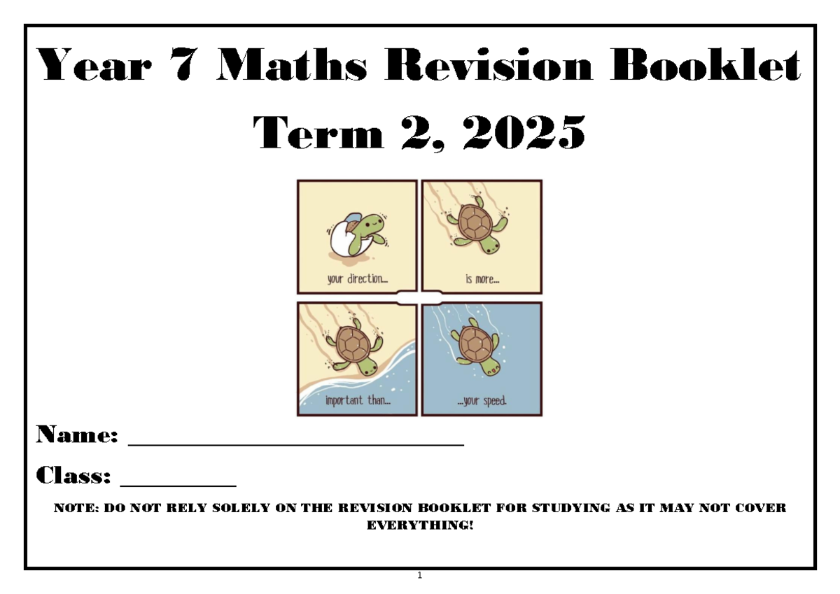Year 7 Maths Revision Booklet - Term 2, 2025 - Studocu
