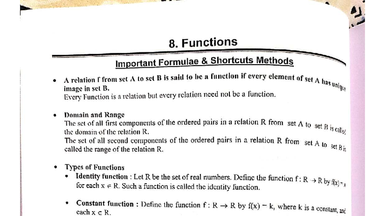 Functions CET - Important Formulae, Shortcuts, and Methods - Studocu