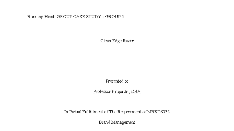 MRKT6035 Group Case Study: Clean Edge Razor Analysis - Studocu