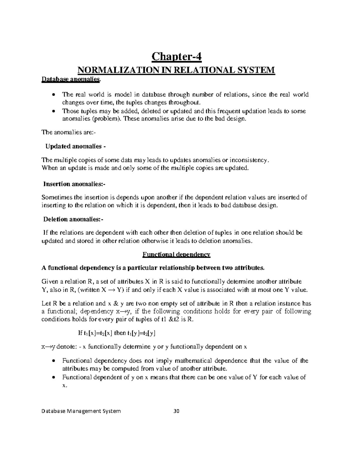 Chapter 4 - Normalization in Relational Systems: Database Anomalies Explained - Studocu