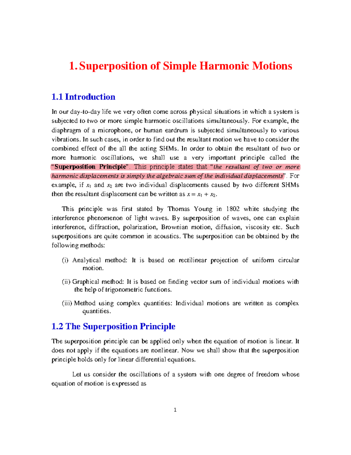 Superposition of Simple Harmonic Motions: An Overview of SHM Principles ...