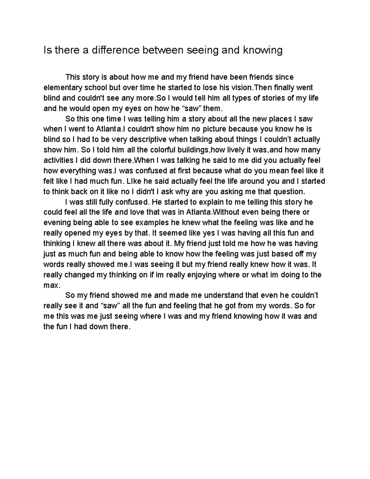 Essay - The Difference Between Seeing and Knowing - Studocu