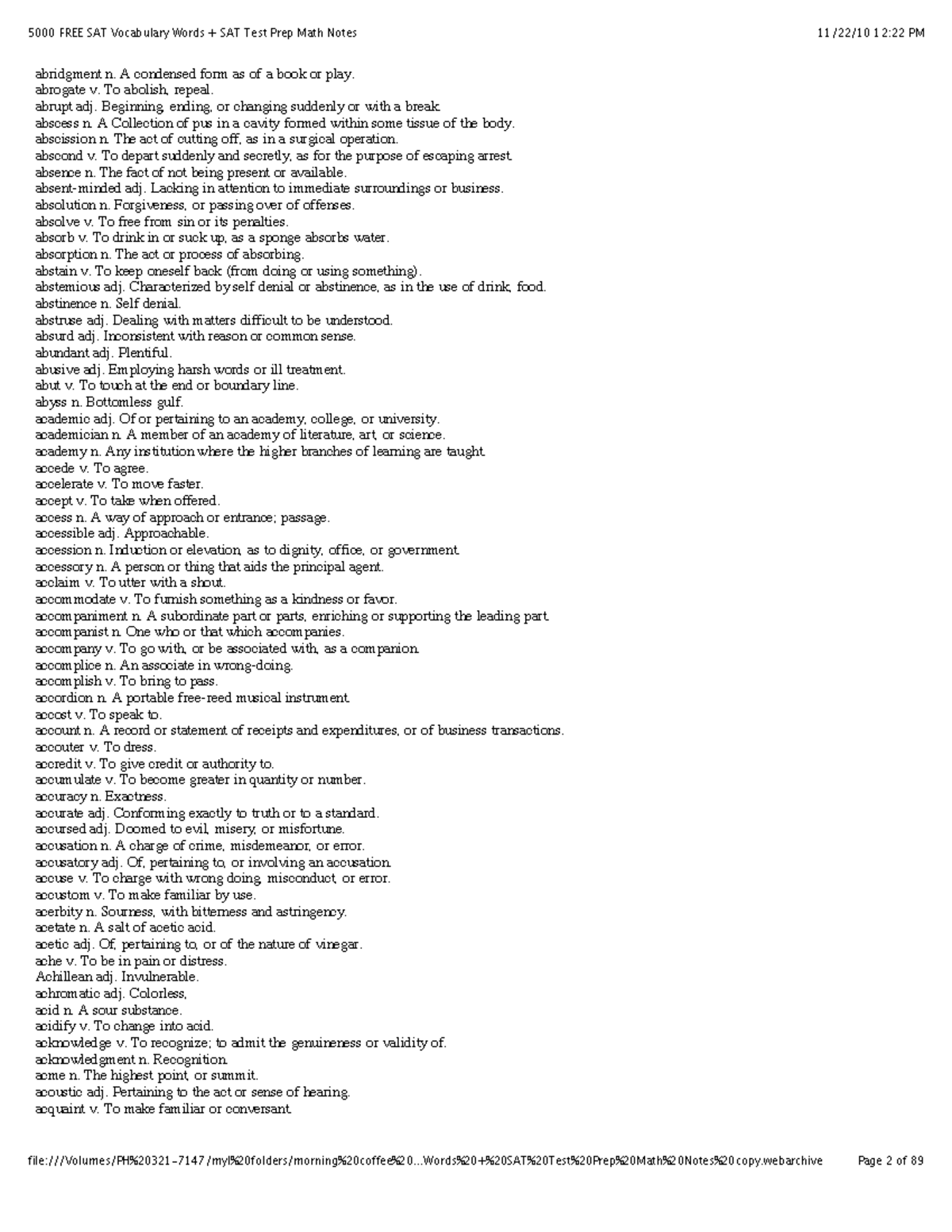 Structure notes 5 - 5000 FREE SAT Vocabulary Words + SAT Test Prep Math ...