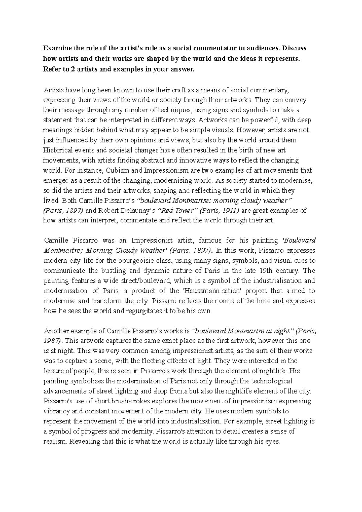 Visual ARTS Essay - Conceptual Framework - Examine the role of the ...