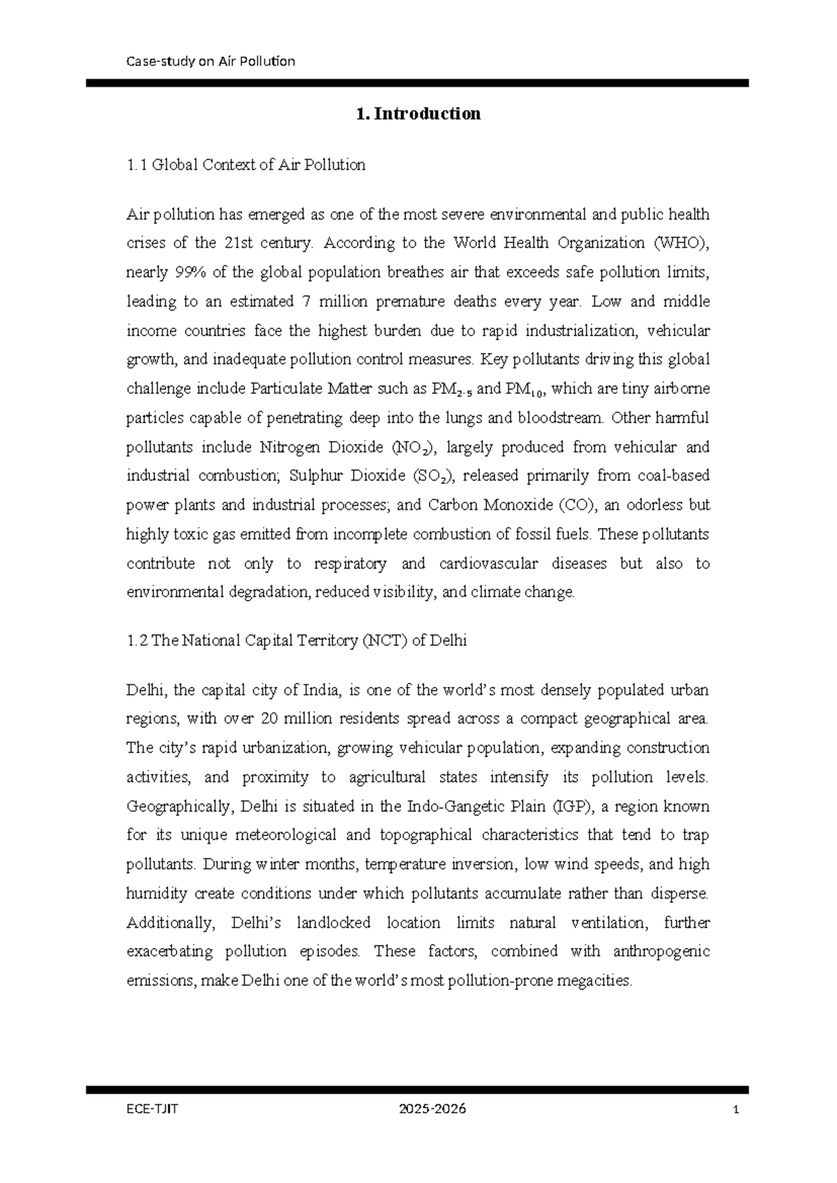 Case Study on Air Pollution in Delhi: Trends, Impacts, and Solutions ...