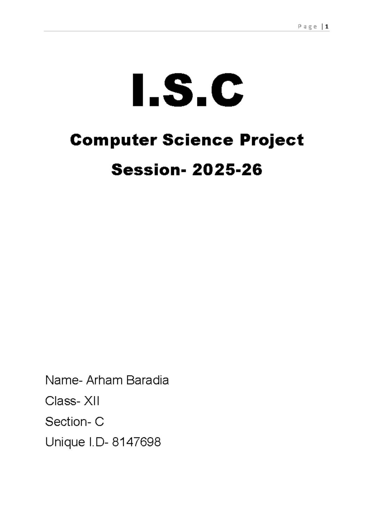 Comp - XII C Computer Science Project: Pronic, Fascinating & More - Studocu
