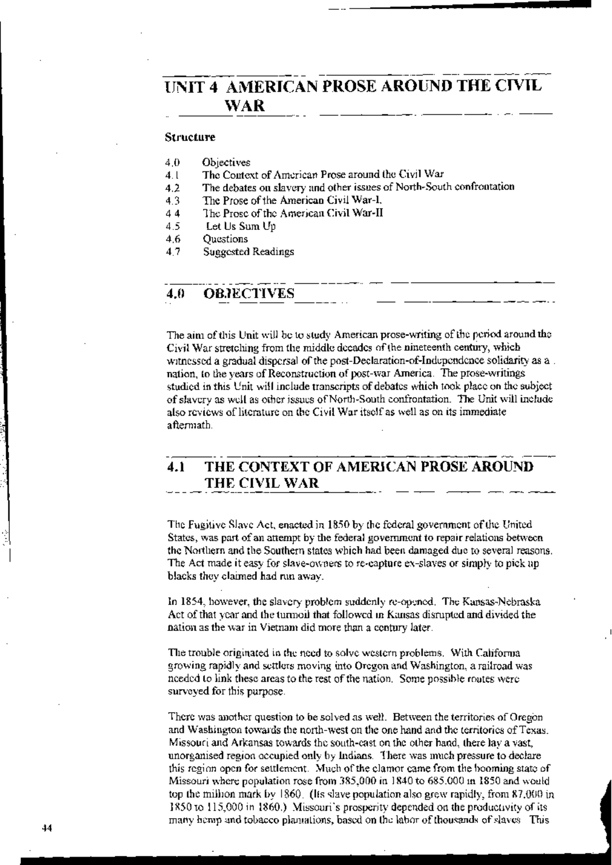 Unit-4: Overview of American Prose During the Civil War Era - Studocu