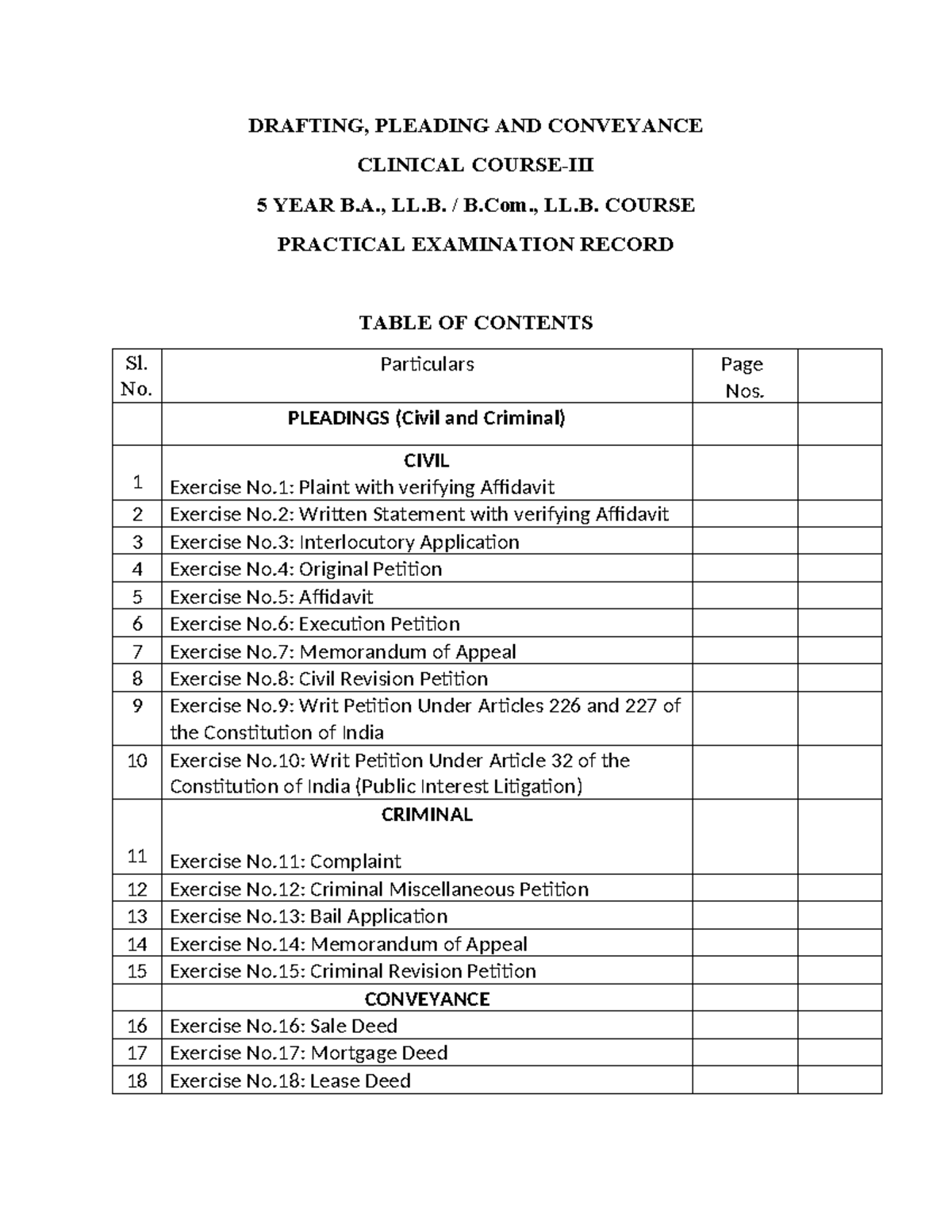 SJCL - DPC - Practical Exam Record for Drafting & Pleading - Studocu
