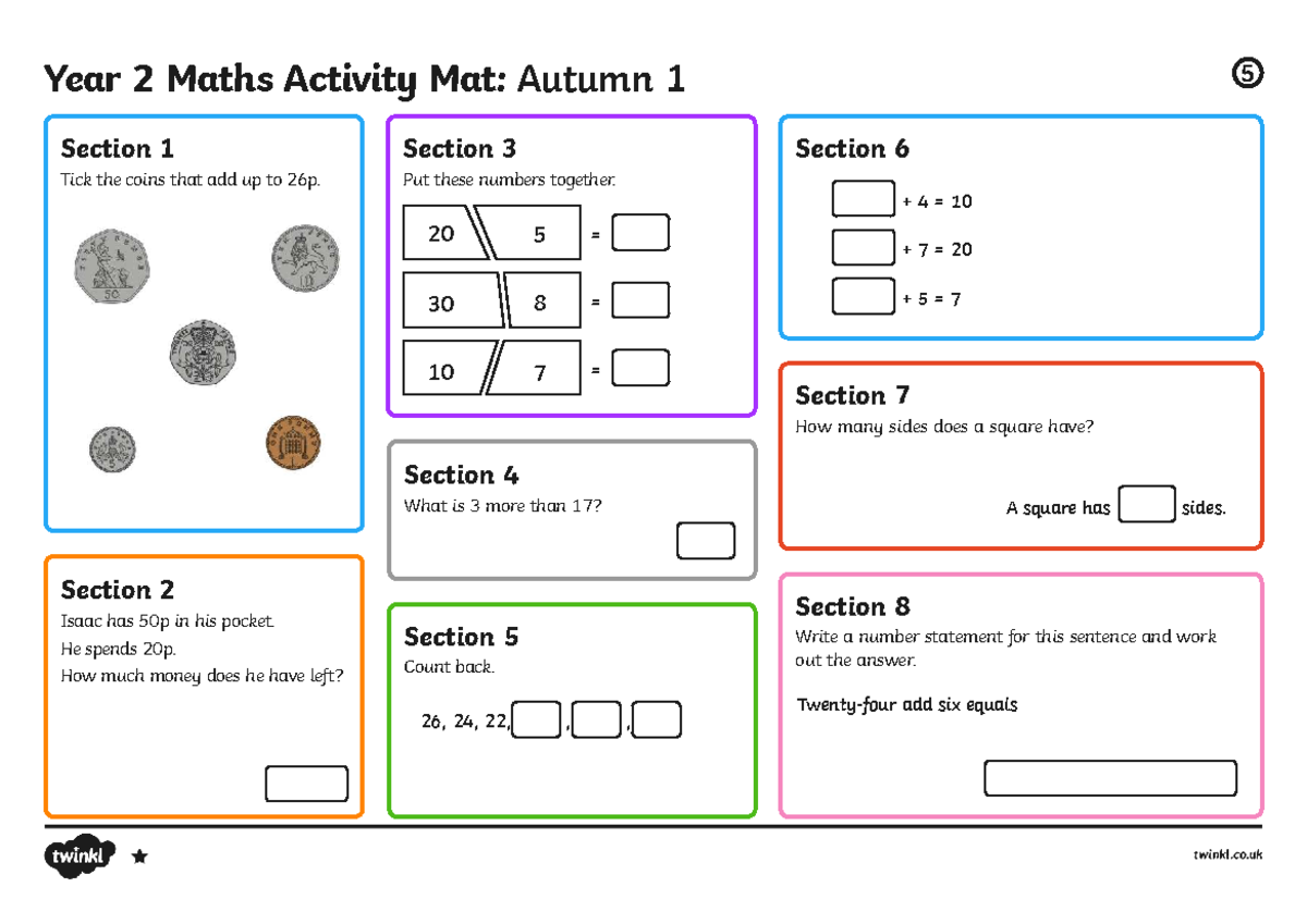 Year 2 Maths Activity Mat: Autumn 1 Exercises and Answers - Studocu