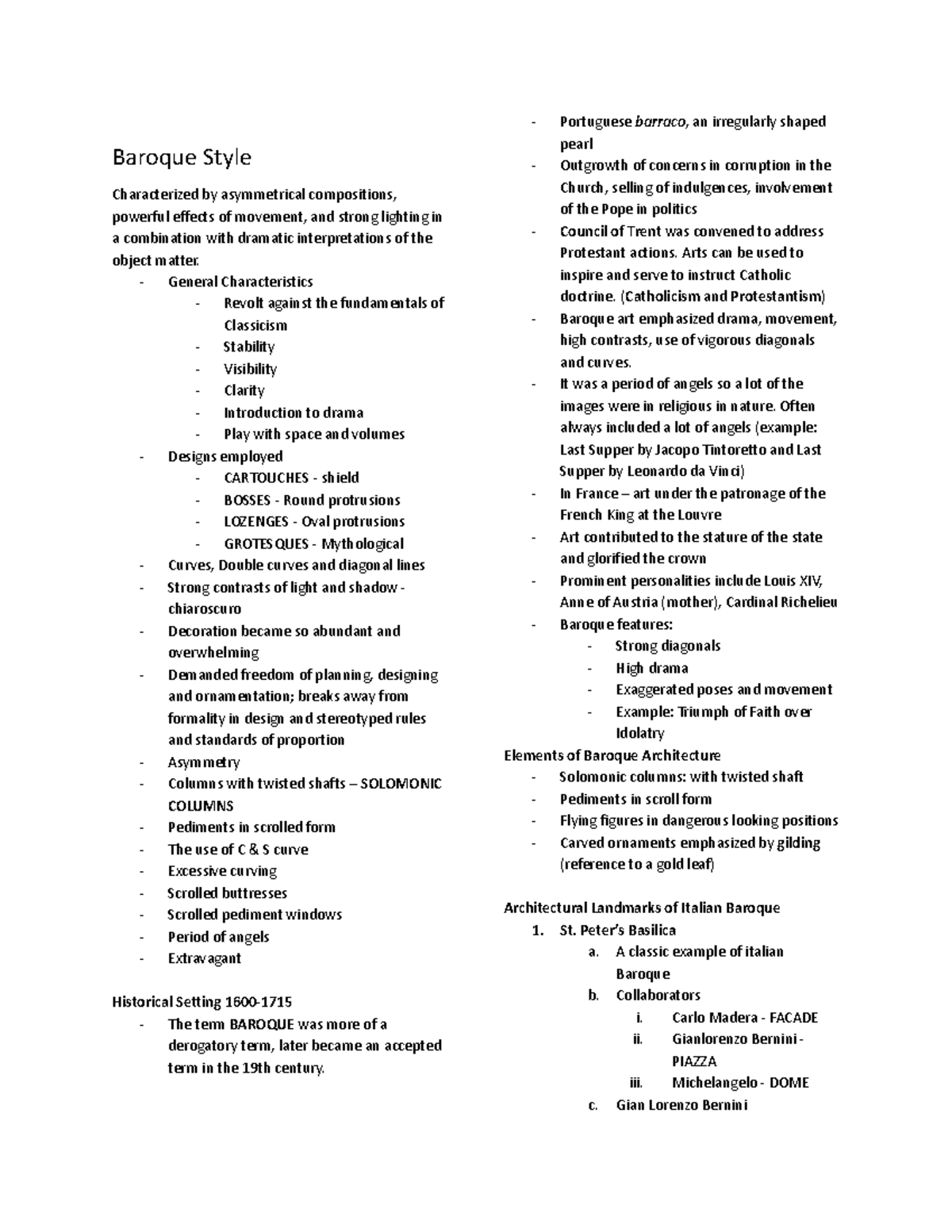 HSTIND 1: Baroque Art and Architecture - Characteristics & Revivalism ...