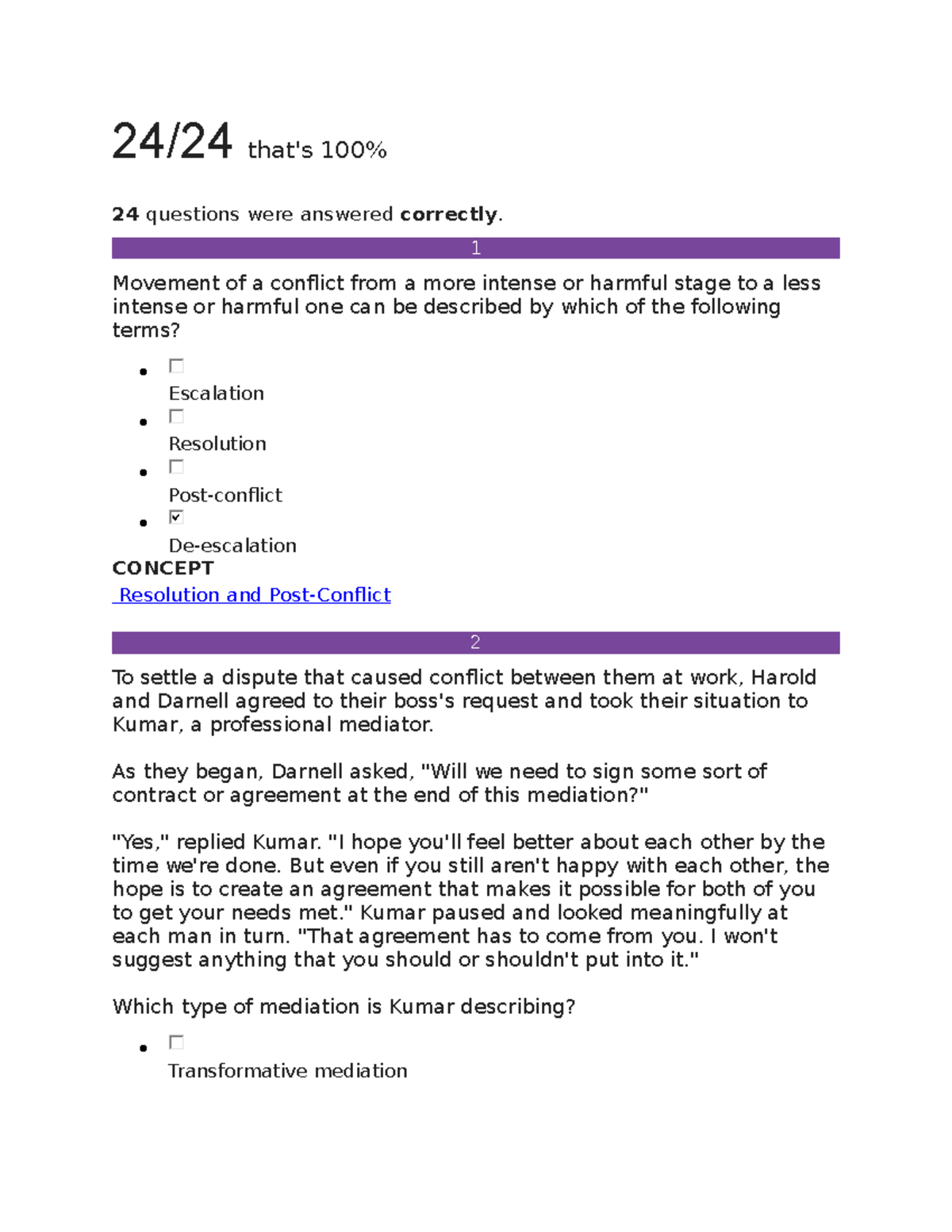 Sophia Conflict Resolution Unit 1: Milestone 1 Study Guide - Studocu