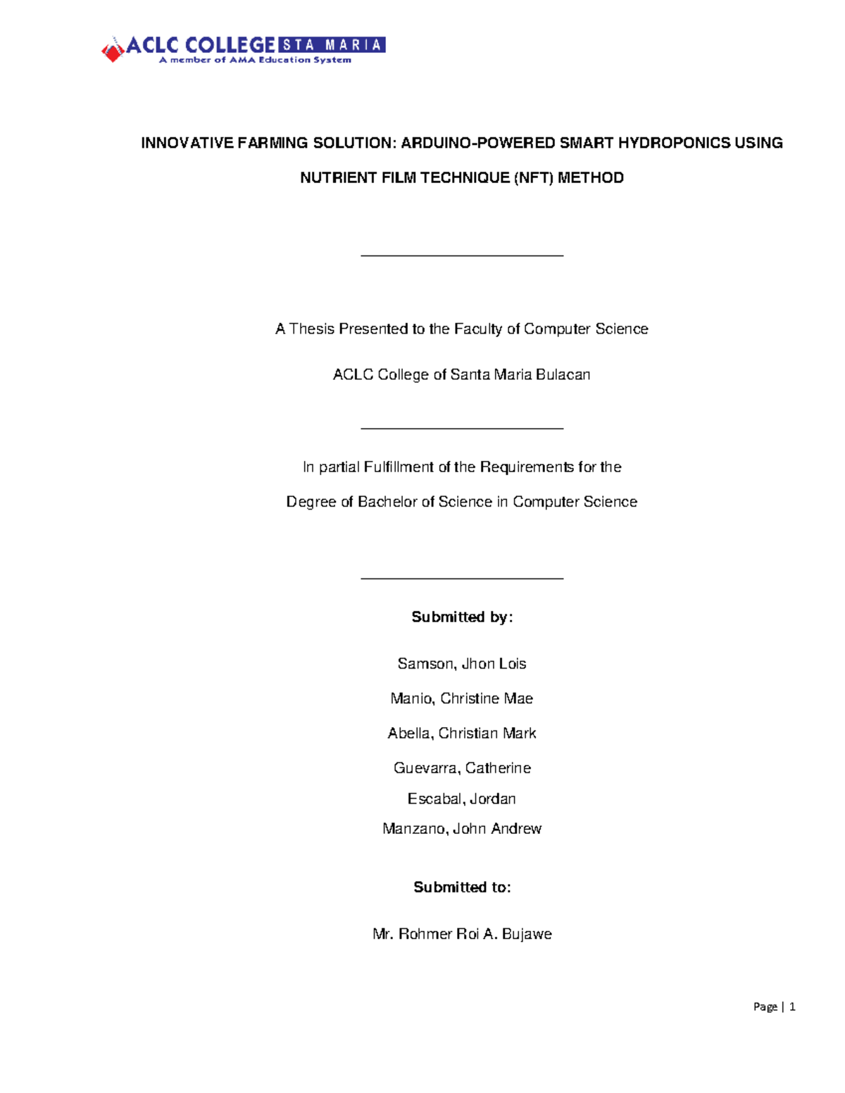 Final Docu - Reviewer - INNOVATIVE FARMING SOLUTION: ARDUINO-POWERED ...
