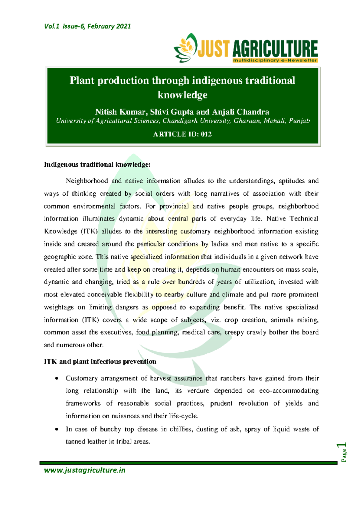 012. Plant production through indigenous traditional knowledge - Page 1 ...