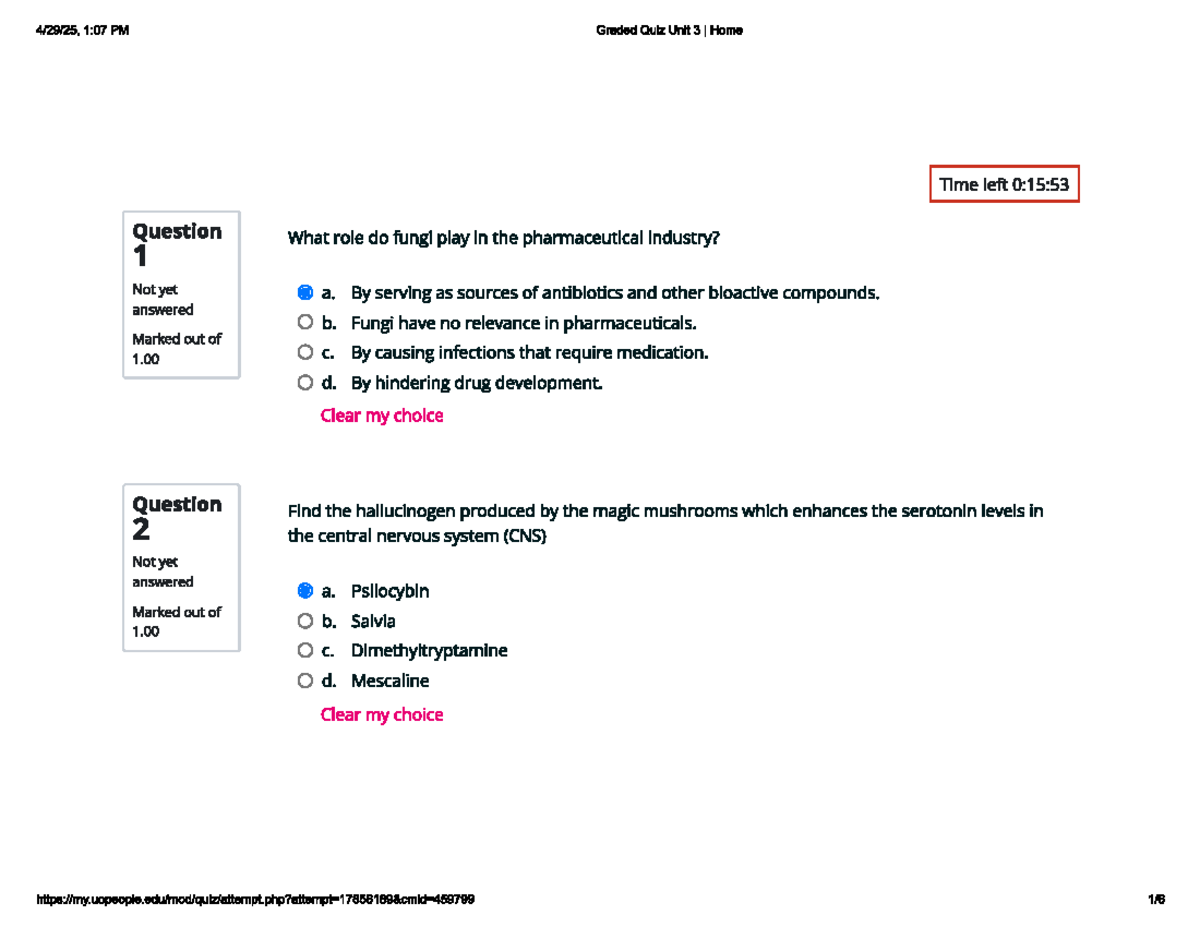 Graded Quiz Unit 3: Fungi, Viruses, and Evolution Insights - Studocu