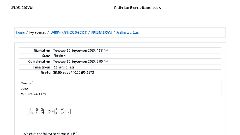 Prelim Lab Exam Review: Numerical Methods & Matrix Operations - Studocu