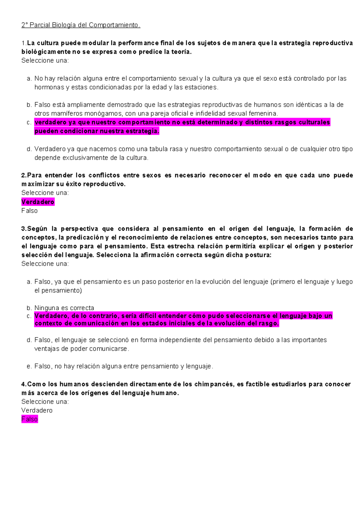 Primer Parcial de Biología del Comportamiento: Preguntas y Respuestas - Studocu