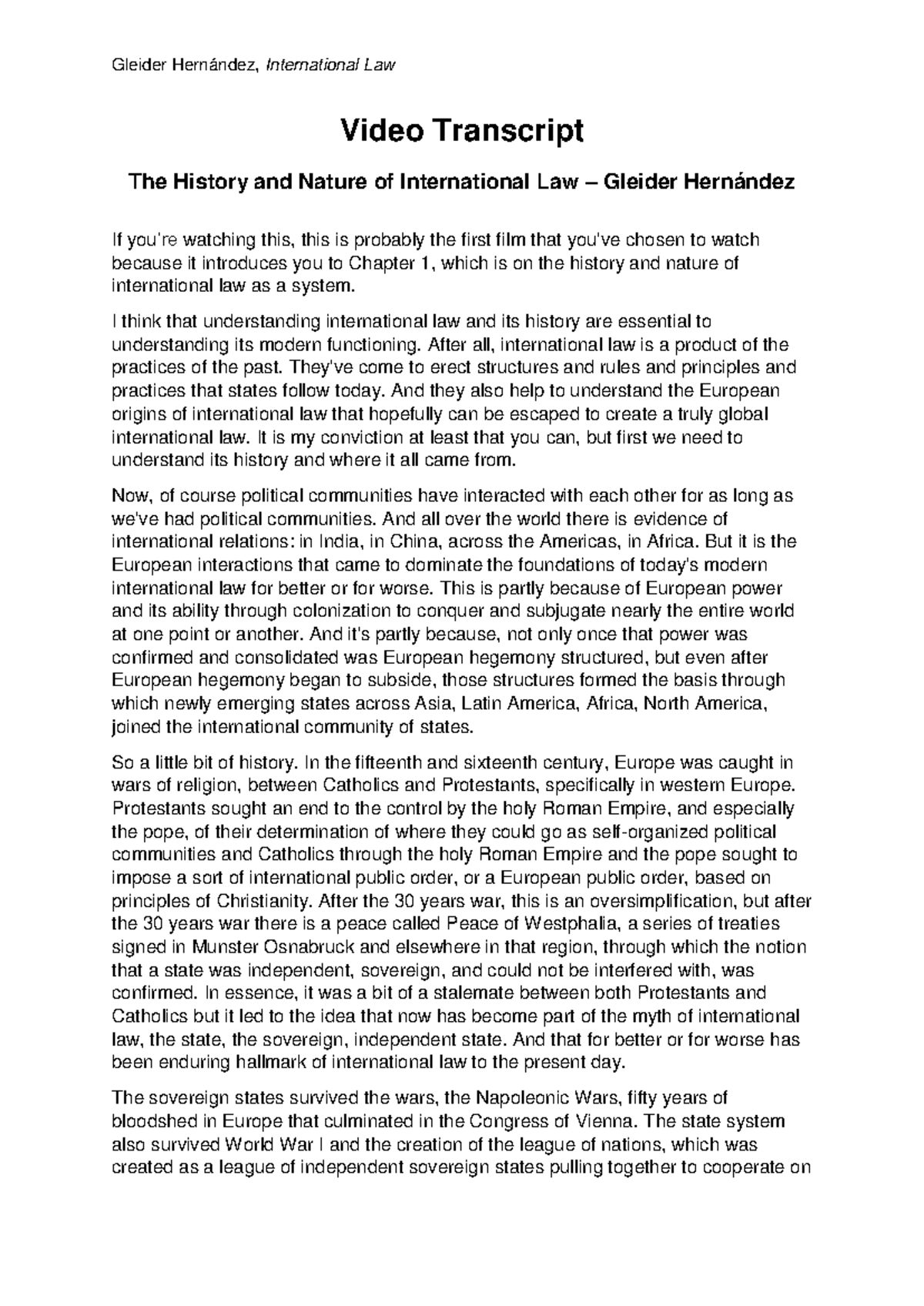 Chapter 1 The History and Nature of International Law - Gleider ...