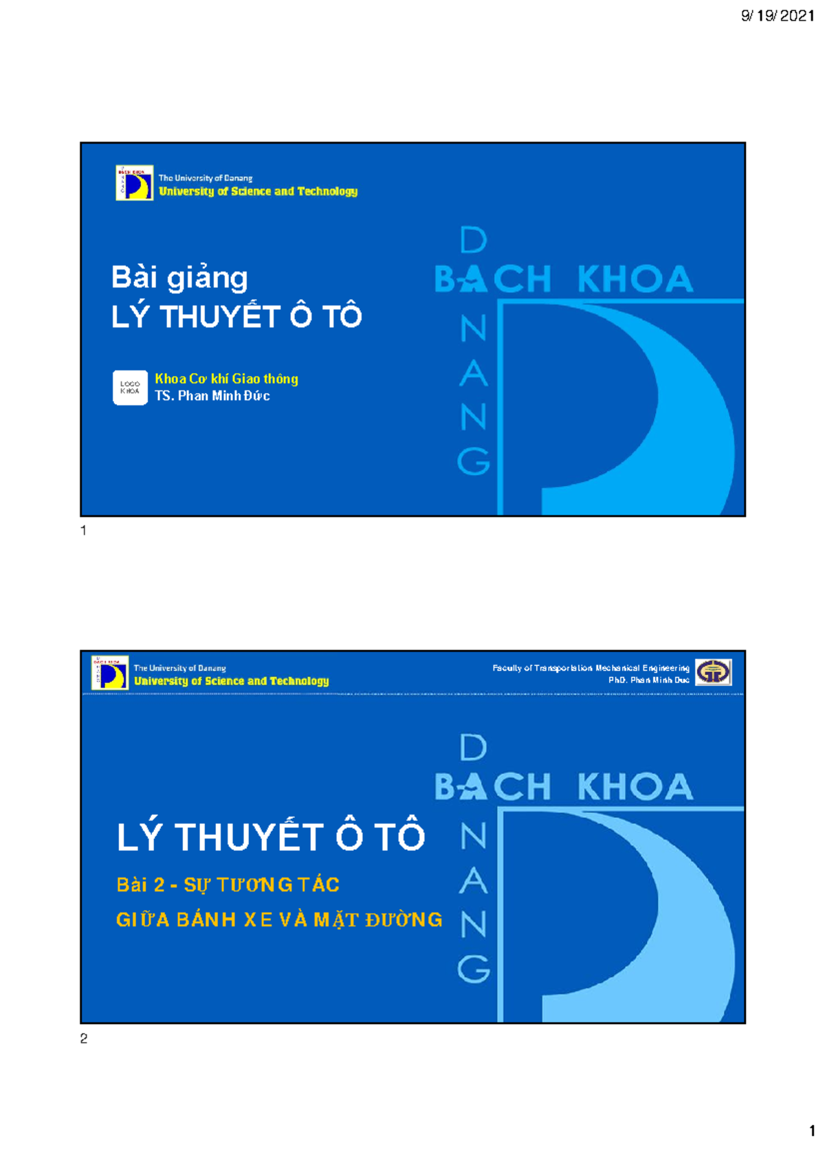 BG LTOT 2021 Bài Giảng: Lý Thuyết Ô Tô và Tương Tác Bánh Xe - Studocu