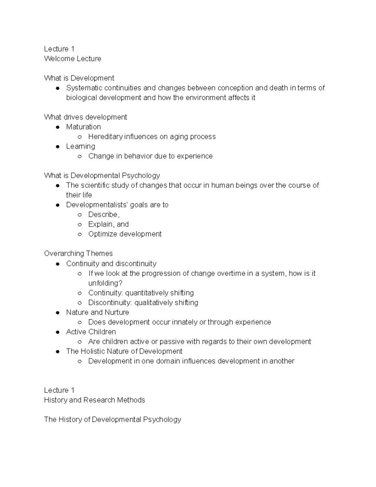 PSYB20-Midterm Notes: Developmental Psychology Overview and Key ...