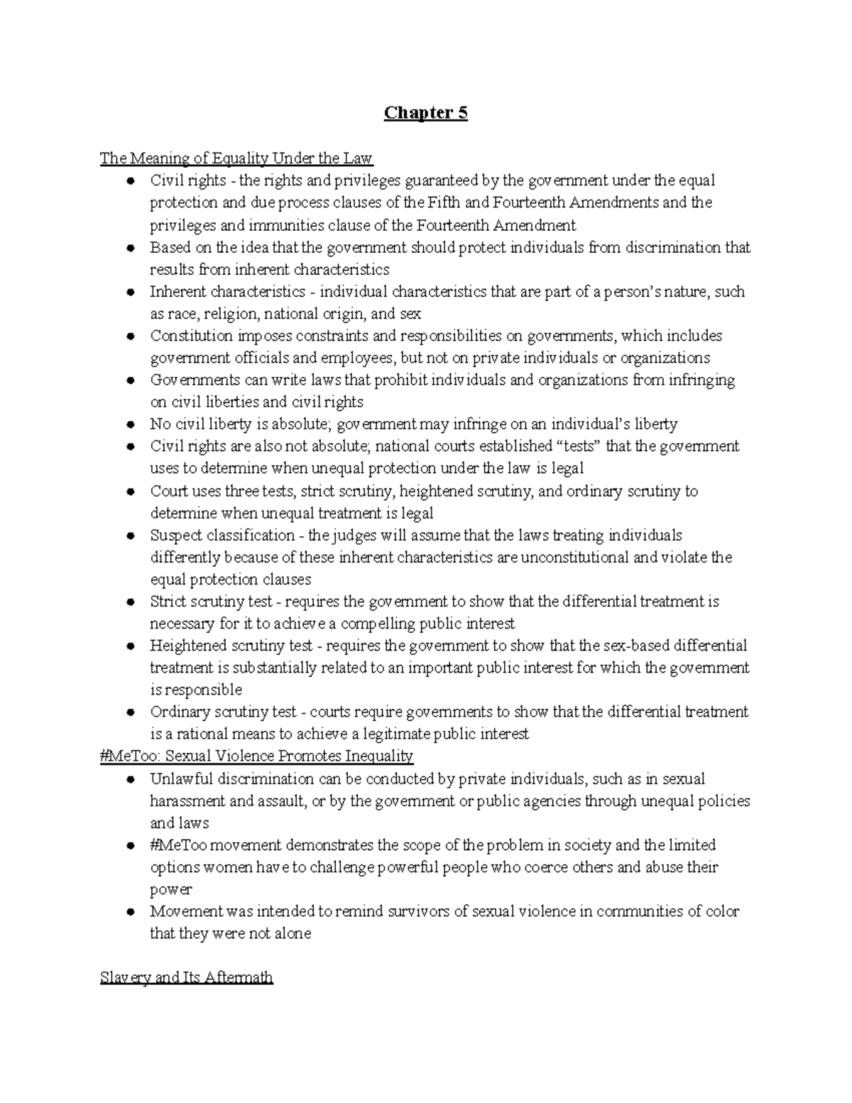 Chapter 5: The Meaning of Equality Under Law & Civil Rights Movement ...