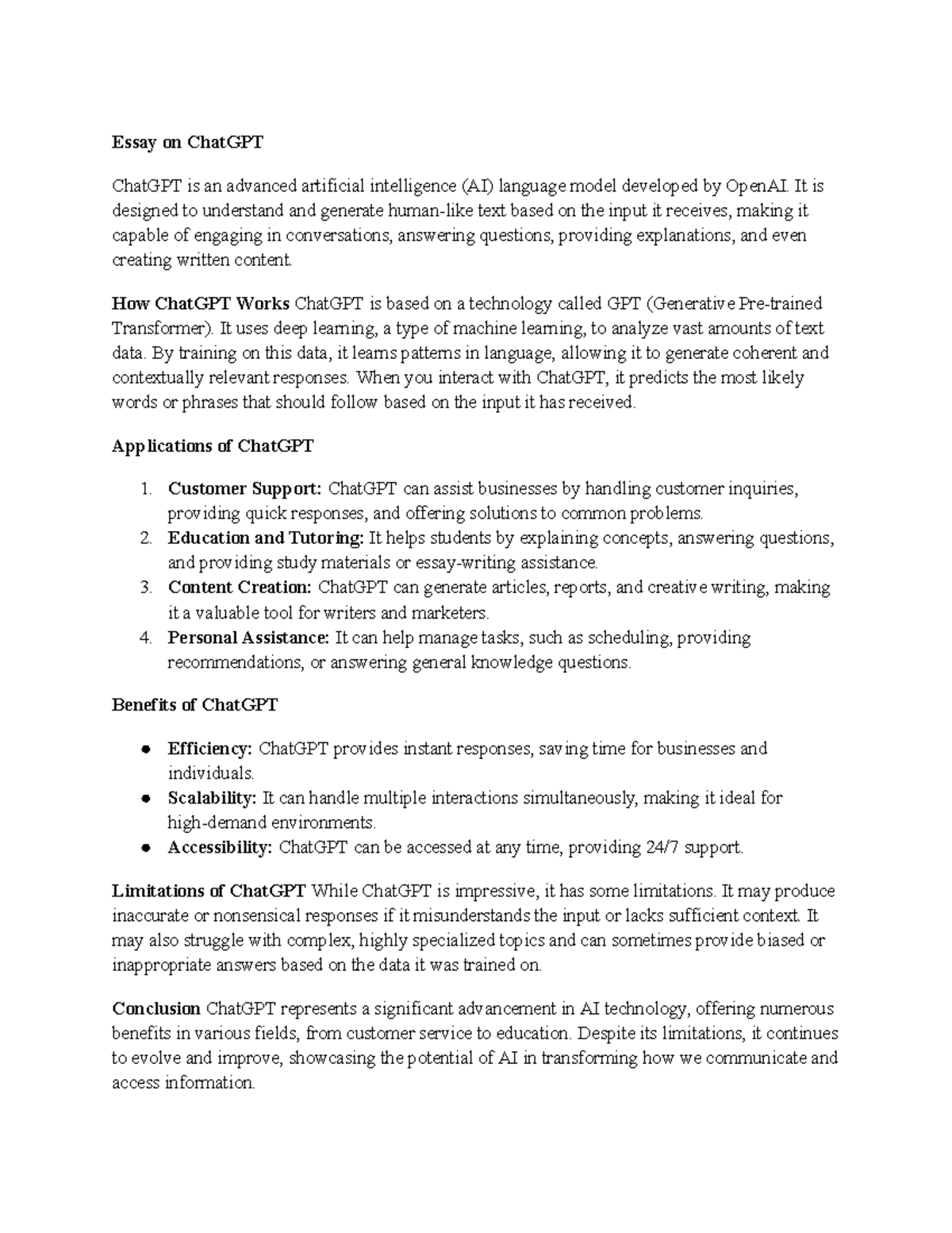 Essay on ChatGPT: Exploring AI Language Model Applications - CHATGPT ...