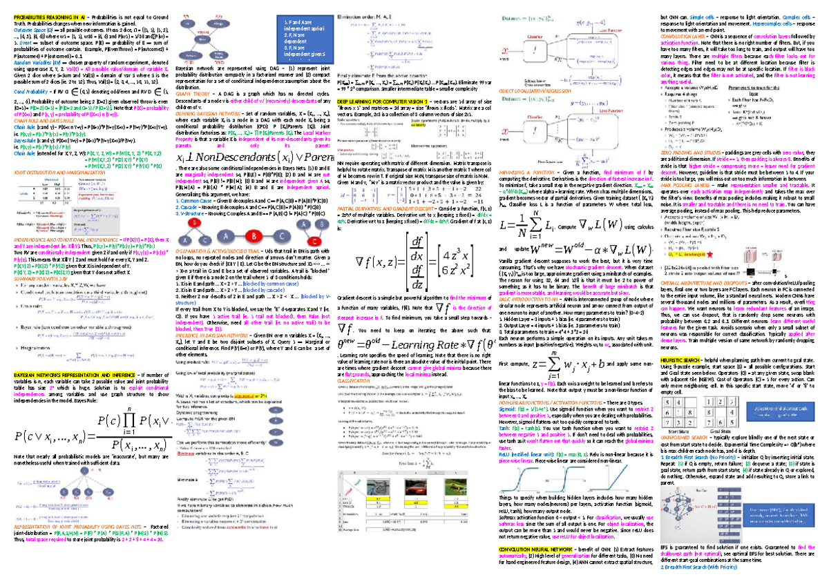 Probabilities and Bayesian Networks in AI (CS 420) - Studocu