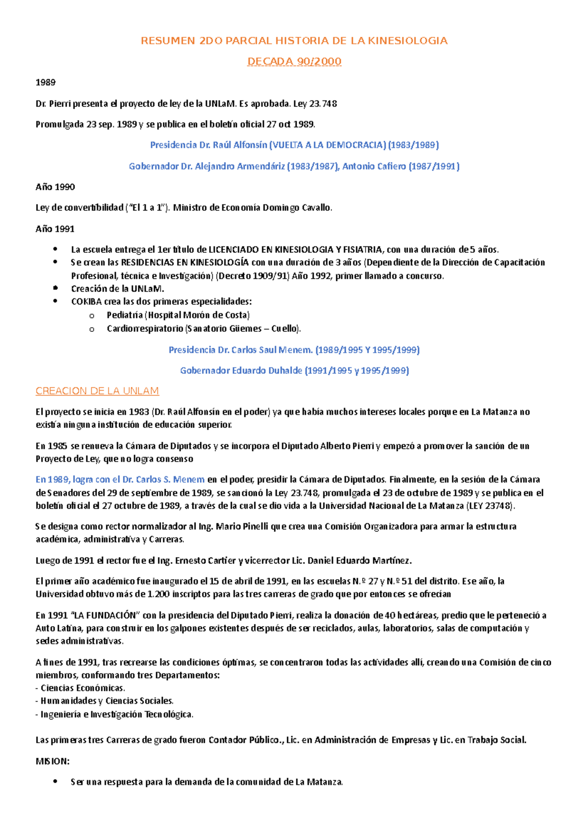 Resumen 2DO Parcial - RESUMEN 2DO PARCIAL HISTORIA DE LA KINESIOLOGIA ...