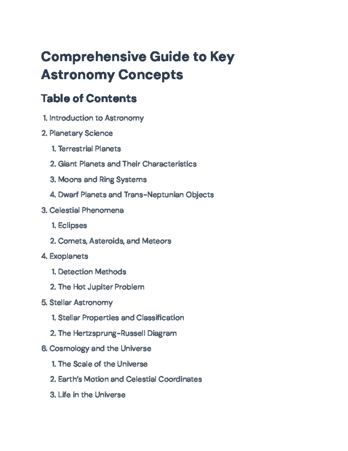 Comprehensive Guide to Astronomy Concepts and Celestial Phenomena ...