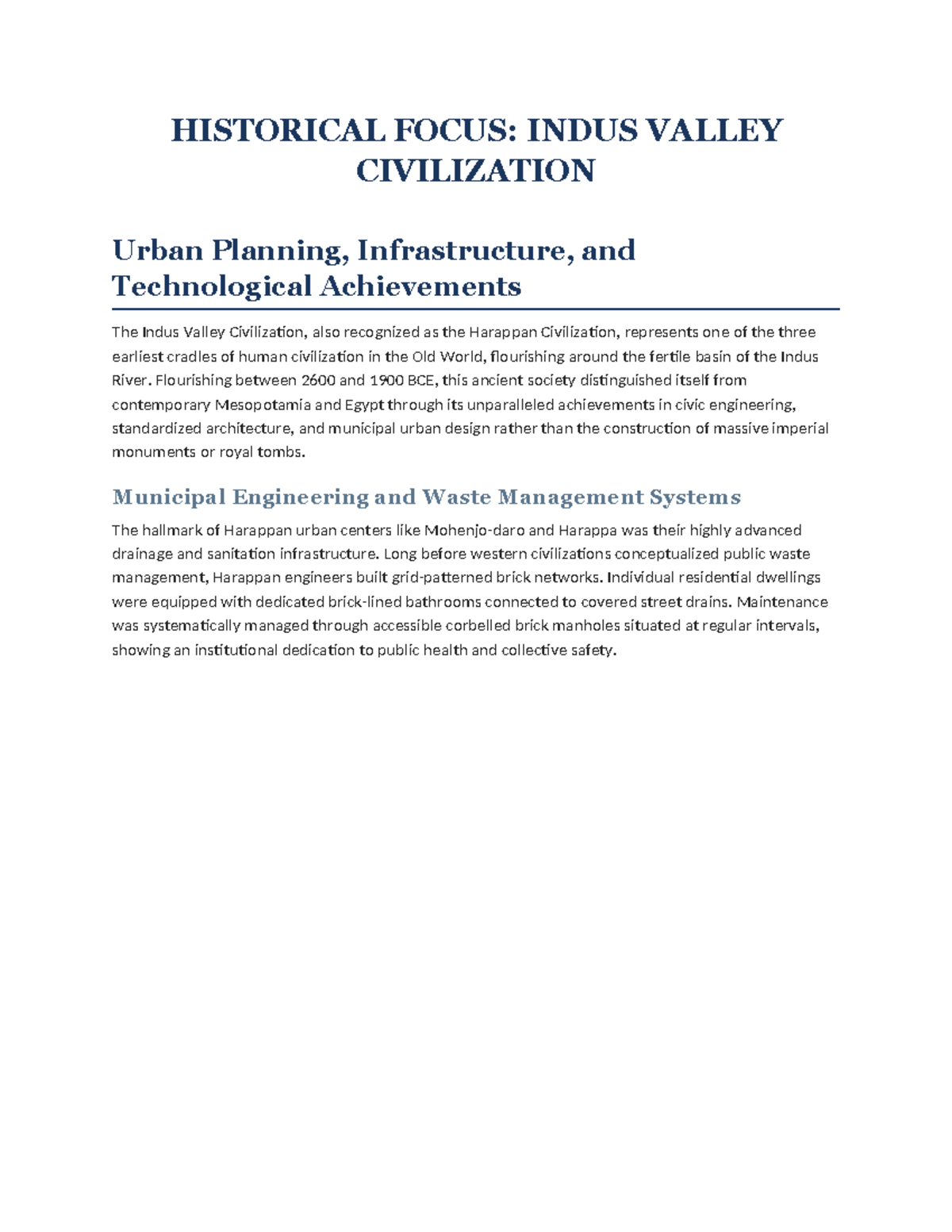 HIST 101: Indus Valley Civilization - Urban Planning & Tech ...