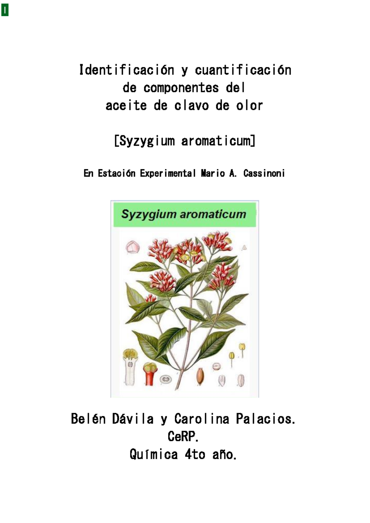 Identificación y Cuantificación de Componentes del Aceite de Clavo ...