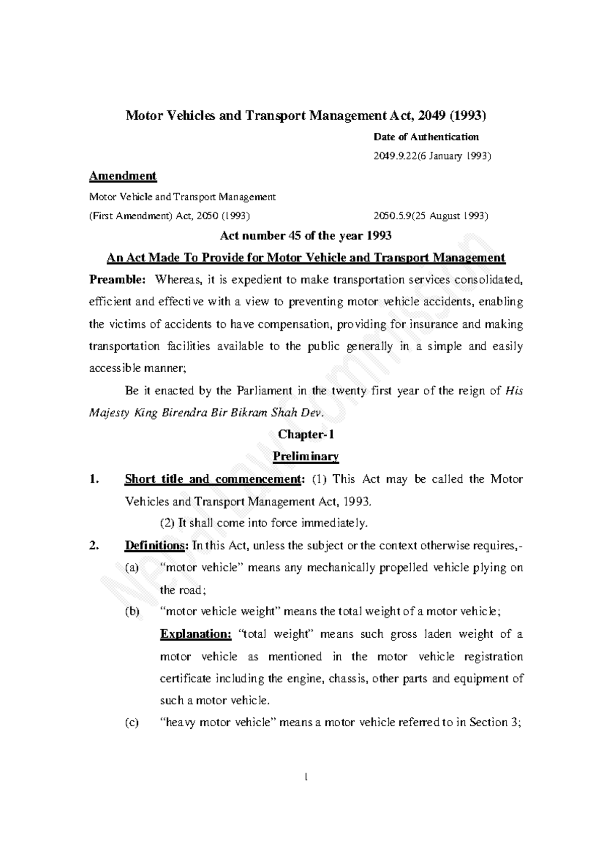 Motor Vehicles and Transport Management Act Overview (2023) - Studocu