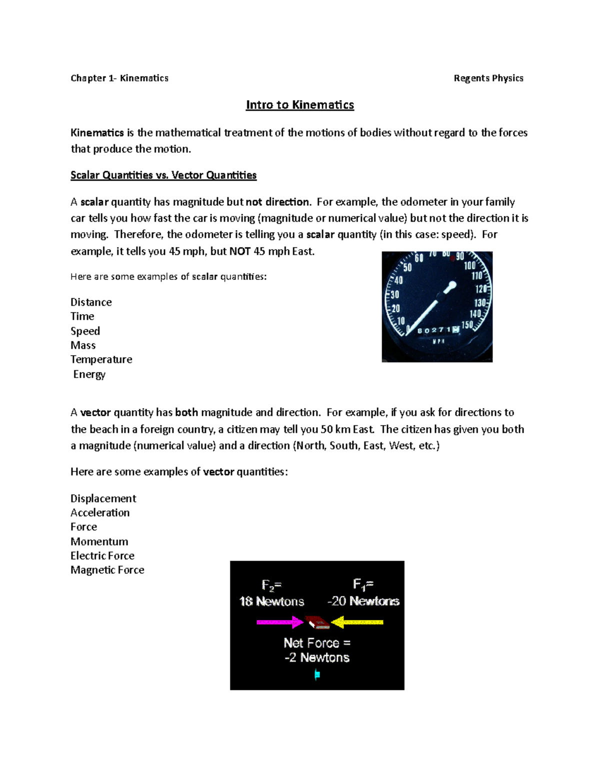 Kinematics Notes 1: Scalar vs. Vector Quantities in Physics - Studocu