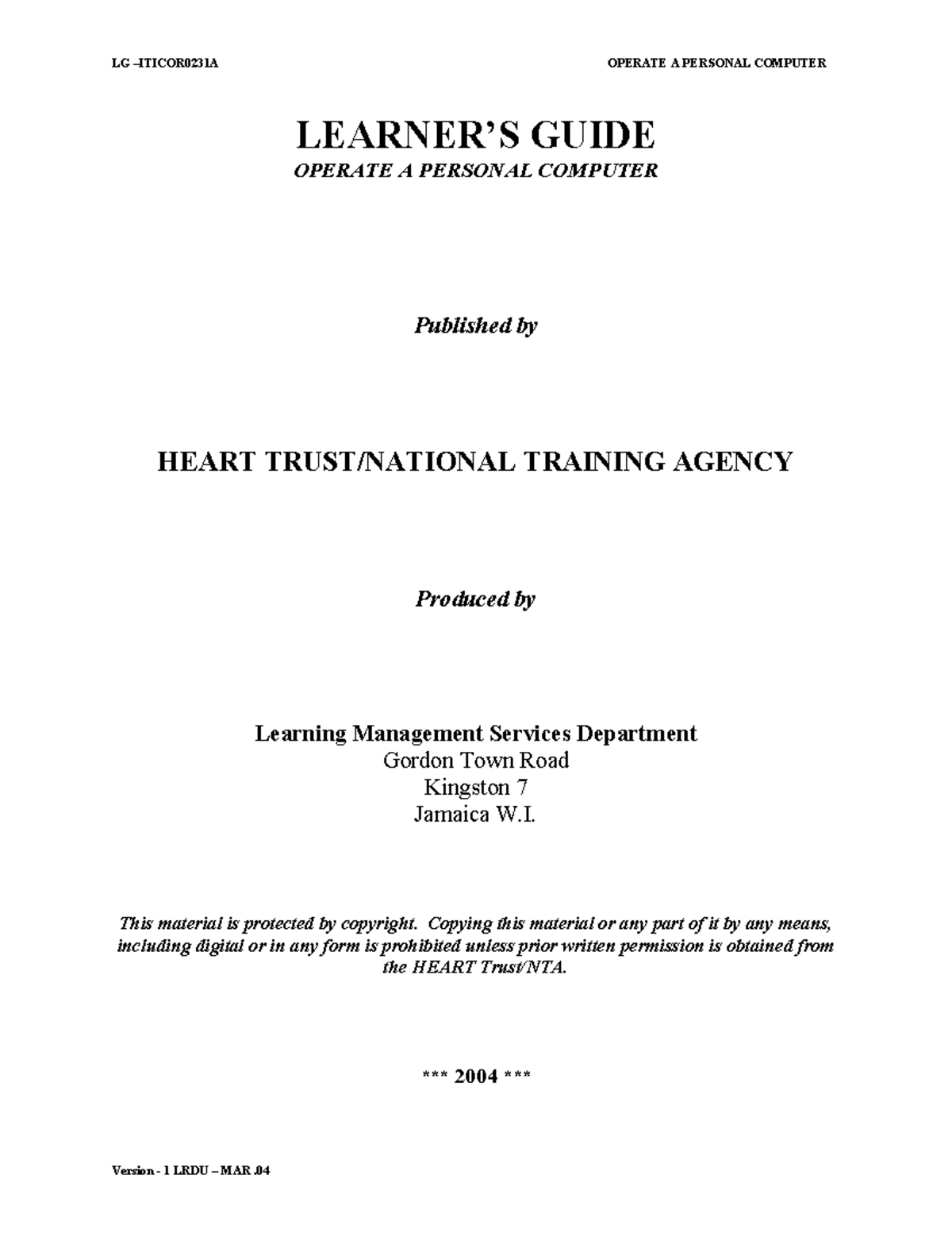 Learner's Guide: Operating a Personal Computer (LG-ITICOR0231A) - Studocu