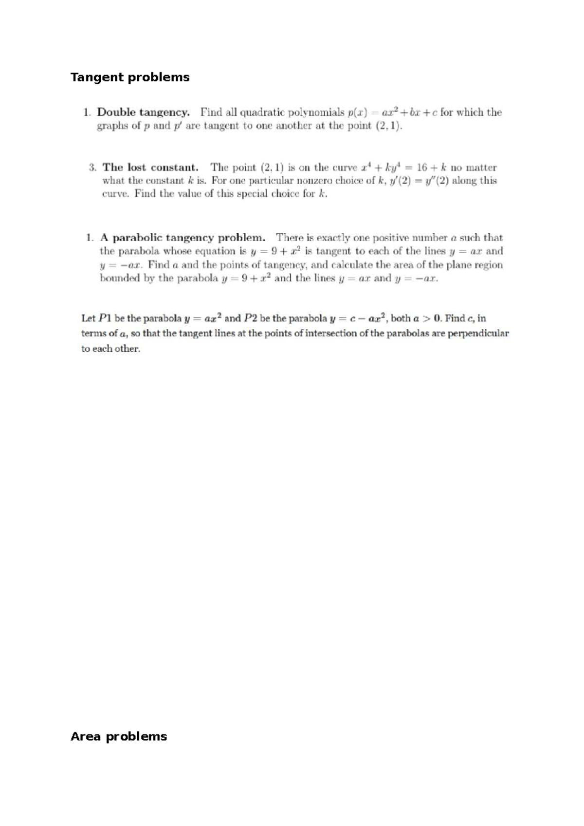 Tangent and Area Problems in Math Methods (MATH 101) - Studocu